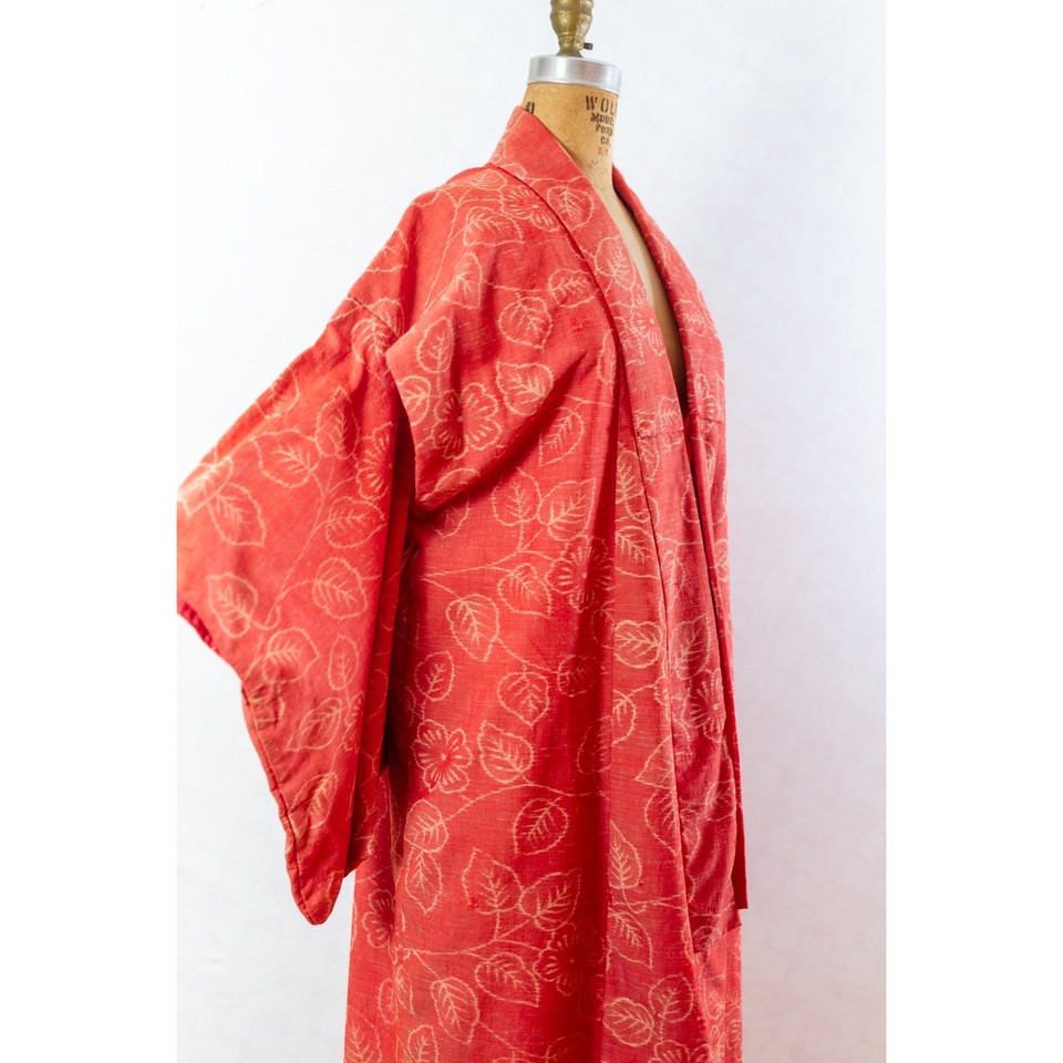 Vintage 60s Men’s Kimono Robe, Repair ISSUES, Orange Cream Wool Japan ...
