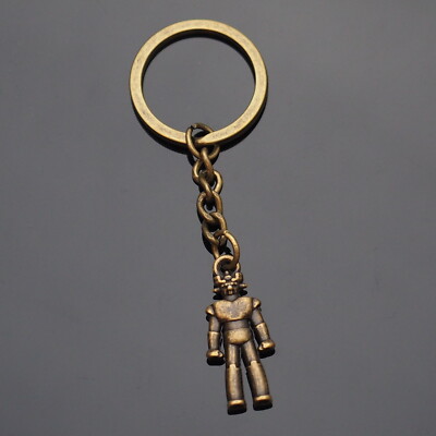 Vintage Sci Fi Mechanic Robot Keychain Man Bronze Pendant Keyring Key ...