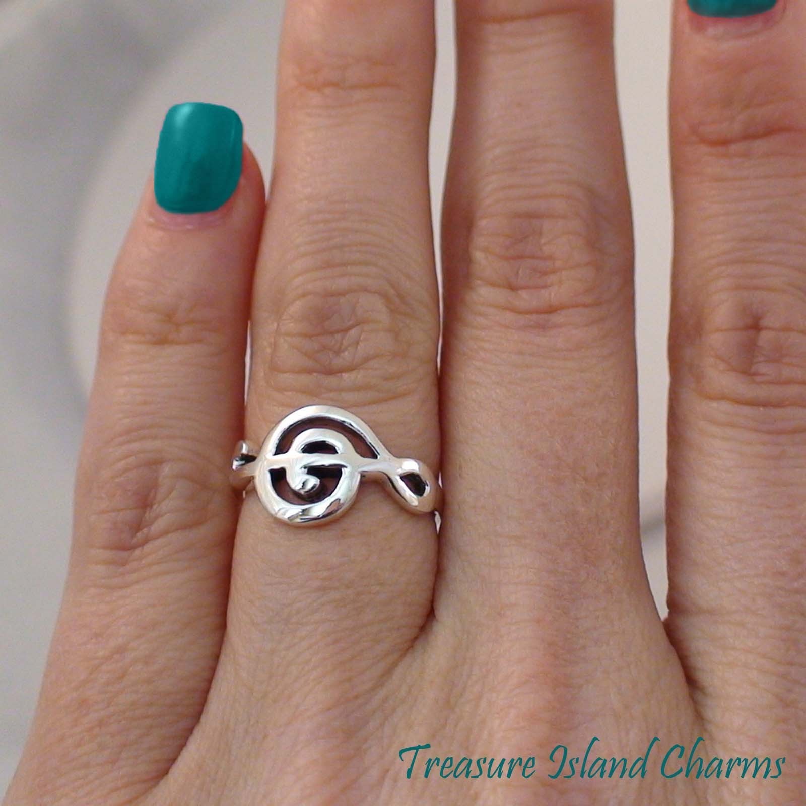 Treble Clef Sideways Music 925 Solid Sterling Silver Ring Size 5 6 7 8 ...