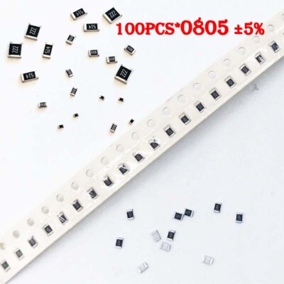 100PCS SMD/SMT Resistors Resistance Design 0805 ±5% Values Selectable ...
