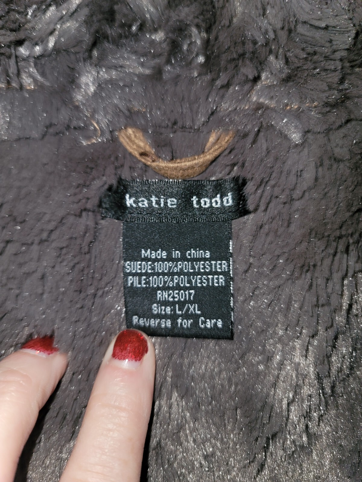 KATIE TODD BROWN FAUX SUEDE & FAUX FUR HOODED PONCHO … - Gem