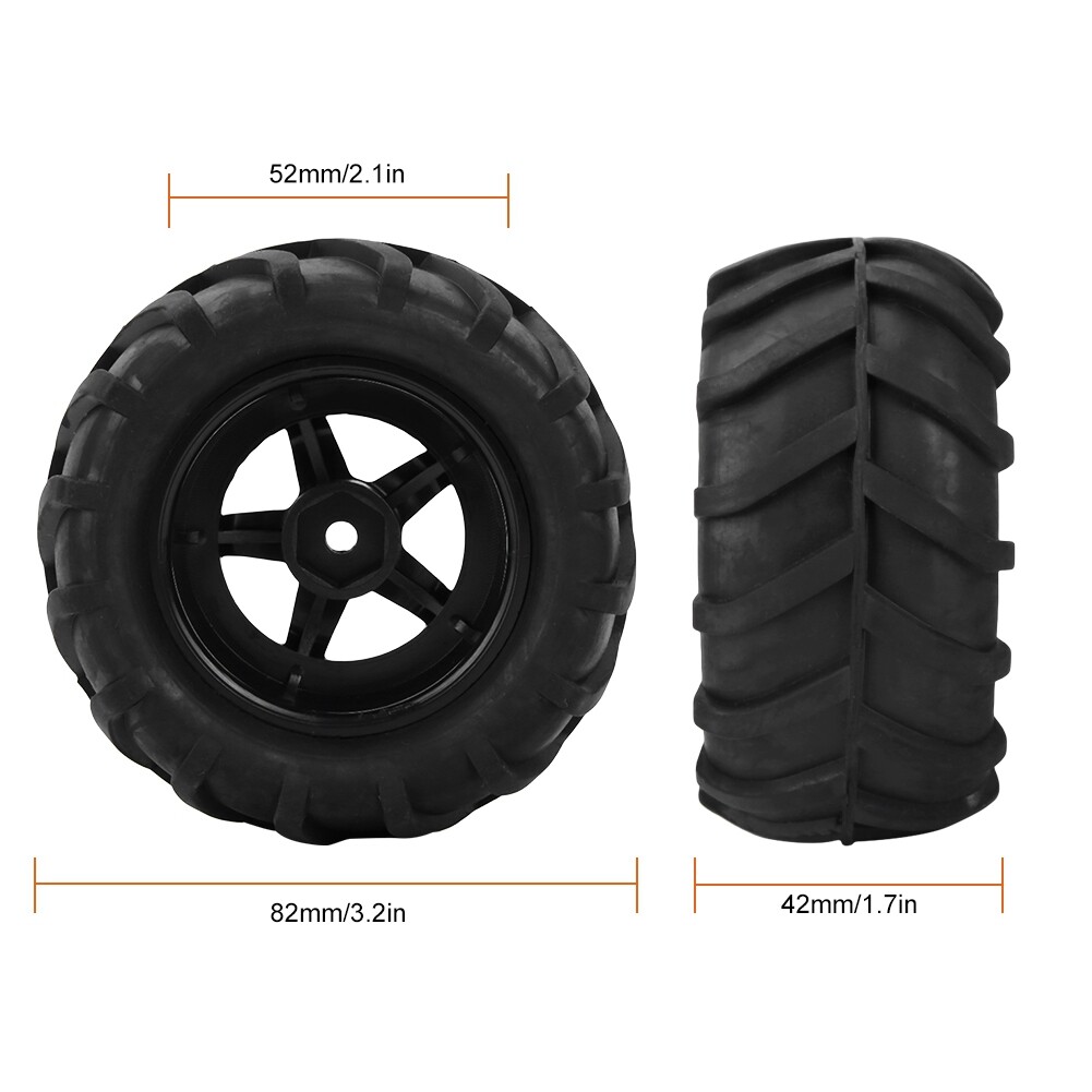 2pcs 82mm RC Rubber Wheel Tire Tyre For 1/16 Remote Control Racing Car ...