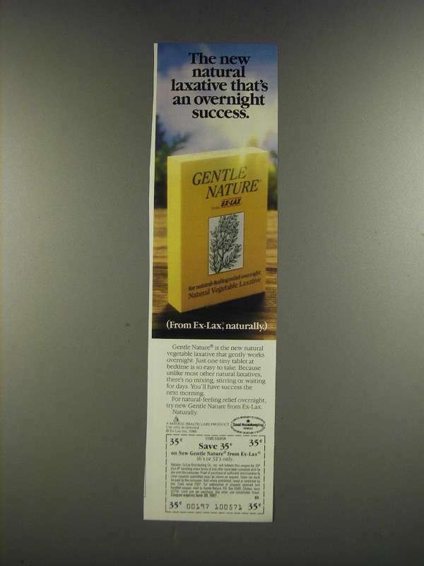 1986 Ex-Lax Gentle Nature Ad - Natural Laxative That's an Overnight ...