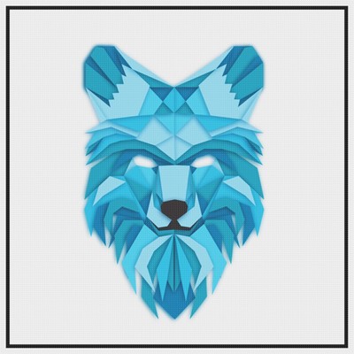 Geometric Colorful Blue Wolf Polygon Counted Cross Stitch Pattern | eBay