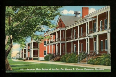 Military Base postcard Fort Warren Cheyenne, Wyoming WY linen barracks ...