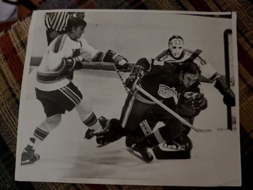 1971 BARCLAY PLAGER NHL HOCKEY PHOTO ERNIE WAKELY GOALIE ST. LOUIS ...