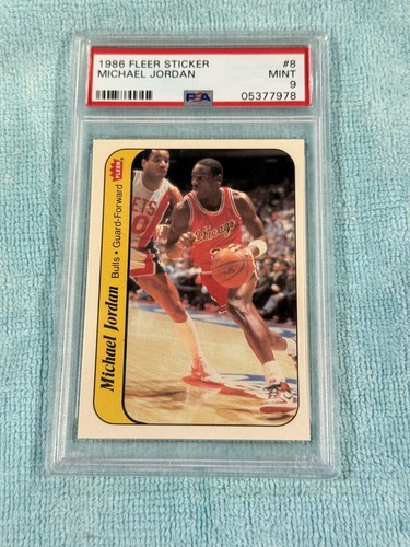 1986 Fleer MICHAEL JORDAN STICKER #8 PSA MINT 9 CENTERED ROOKIE | eBay