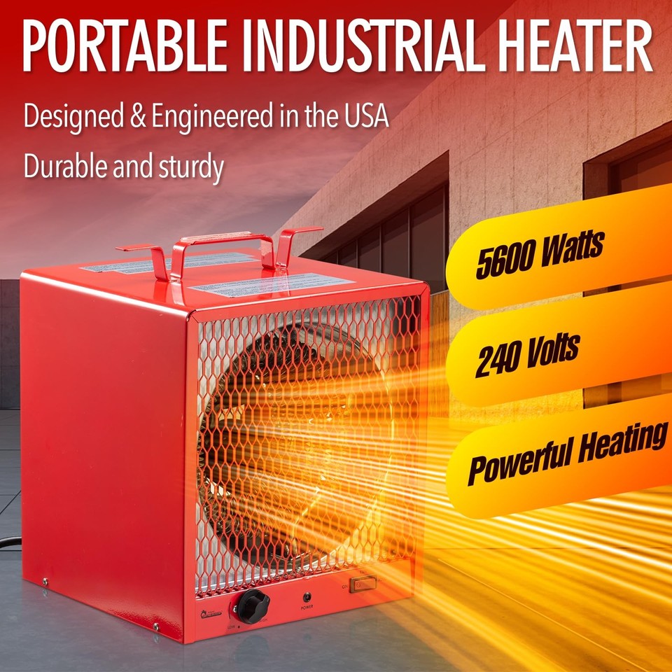 Industrial Red Electric Garage Heater 5600W 240V Portable With ...