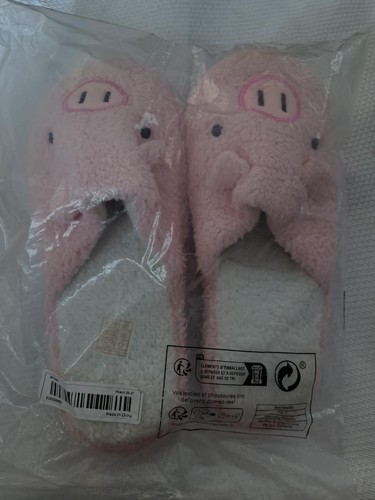 Womens Pink Pig Theme Fuzzy Slippers Size 7 | eBay