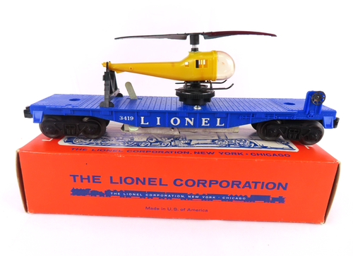 Lionel Postwar 3419 Operating Helicopter Car w/ YELLOW Copter - 1963 ...