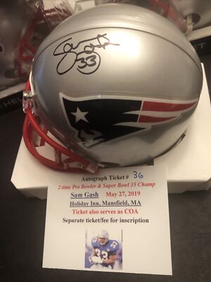Sam Gash Autographed New England Patriots Signed Mini Helmet W/ Show ...