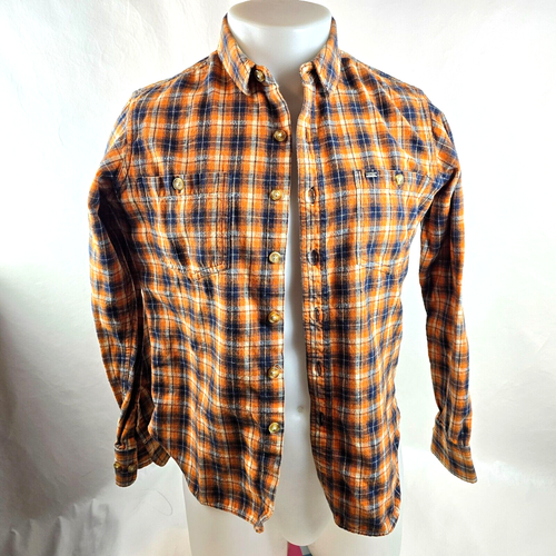 Obey Propaganda Shirt Mens Small Orange Flannel Button Up Plaid Skater Grunge | eBay