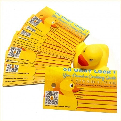 25 CRUISING DUCKS TAGS QUACKERS w QR CODE ORIGINAL 3.5 x 2" Business ...