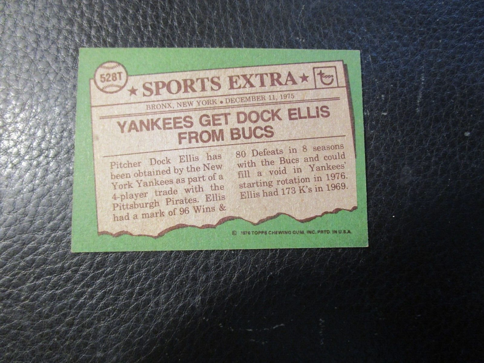 1976 TOPPS TRADED CARD#528T DOCK ELLIS YANKEES NM | eBay