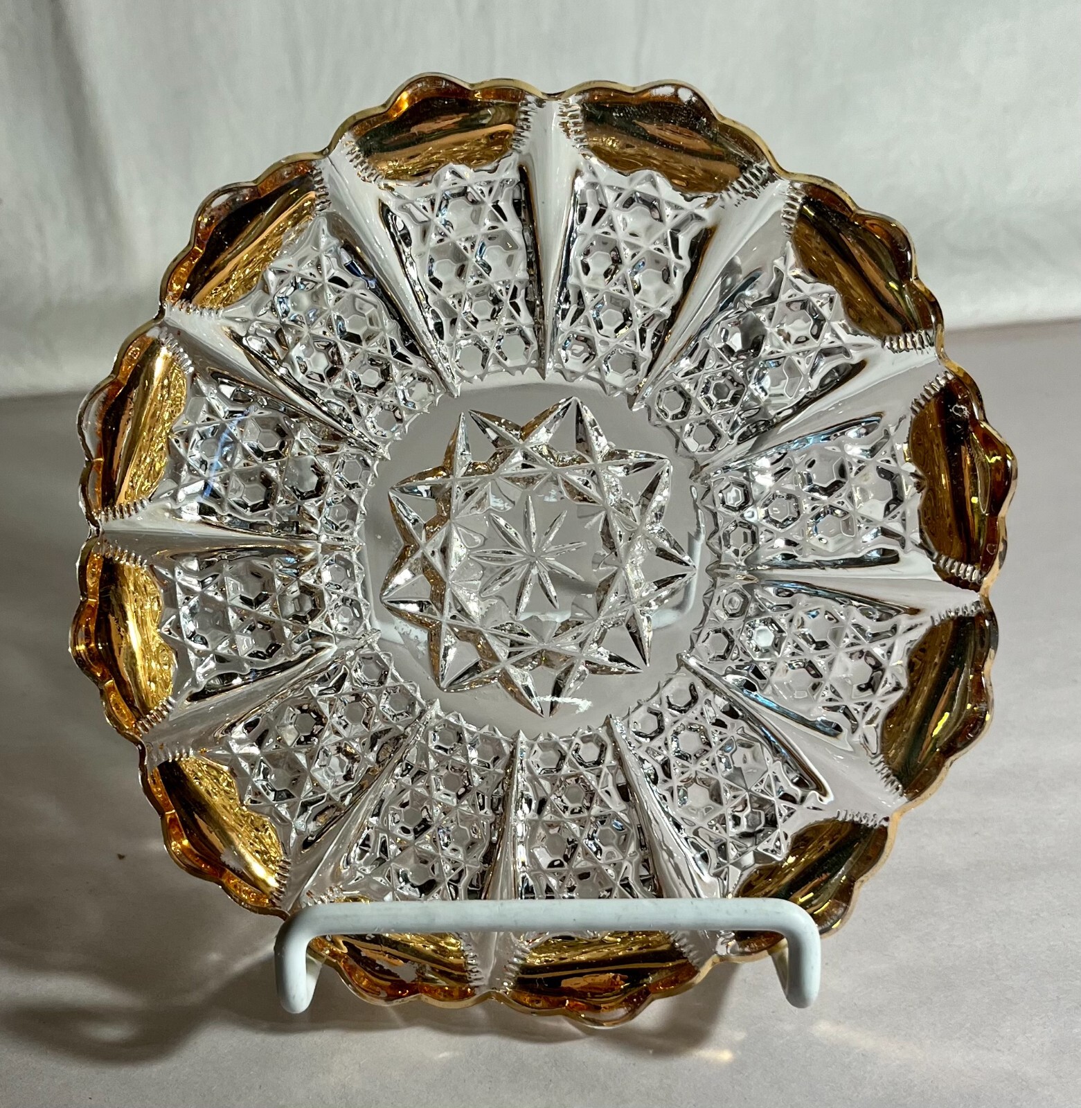 Tiffin Crystal With Gold Trim Bristol Diamond 6 1/4" Sherbet Plate | eBay