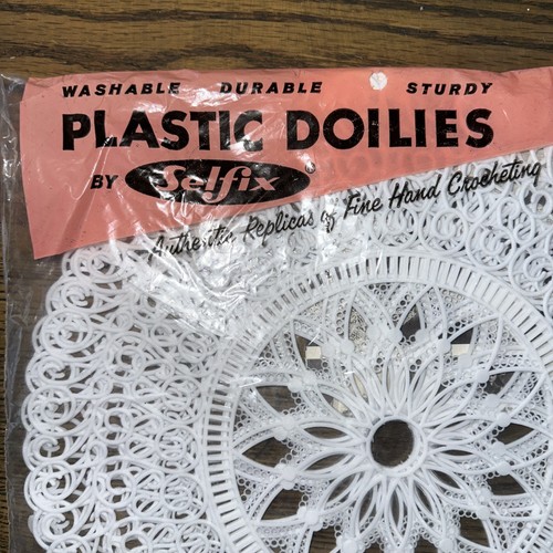 4 Vintage Selfix Plastic White Doilies 12 inch Kitchen Home Decor ...