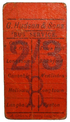 G. Hudson & Sons, Carlisle, 2/3 Return Bus Ticket. Canonbie, Langholme ...