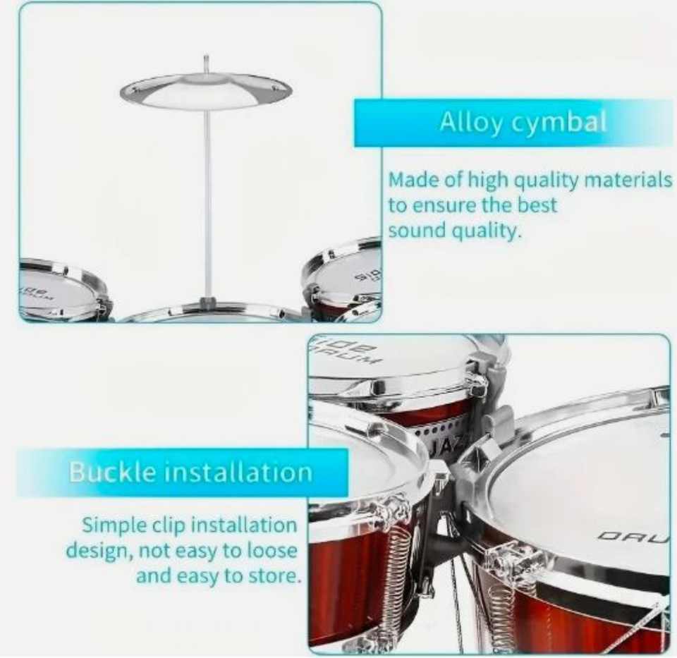 5-Piece Complete Junior Drum Set with Genuine Brass Cymbals for ...