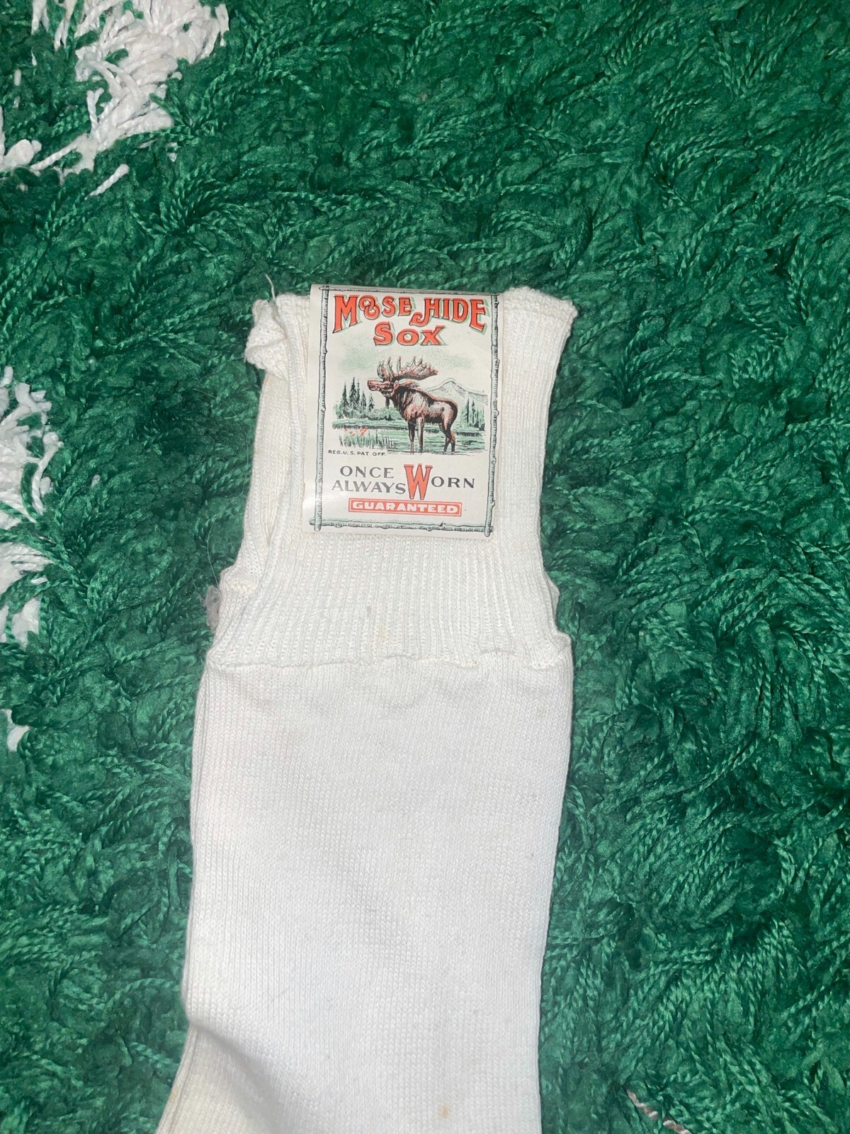 1940s Vintage Moose Hide Sox 100% Cotton White Socks … - Gem