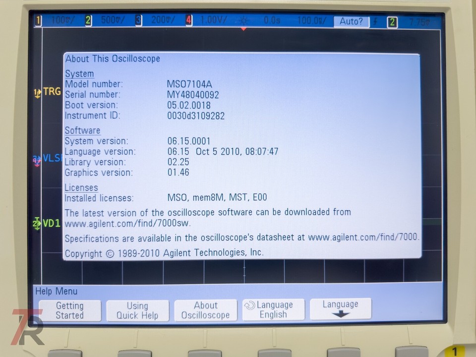 Agilent MSO7104A Mixed Signal Digital Oscilloscope 1GHz 4GS/s Megazoom ...