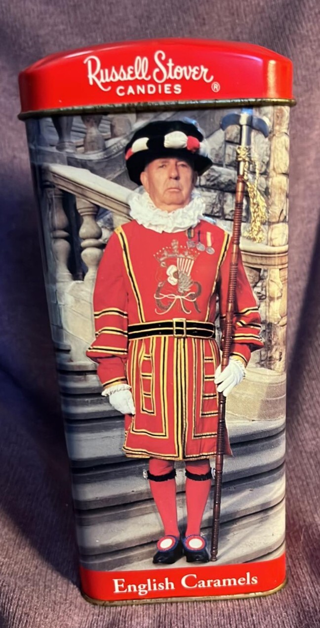 Vintage Russell Stover English Caramels Beefeater Tin Bank. | eBay