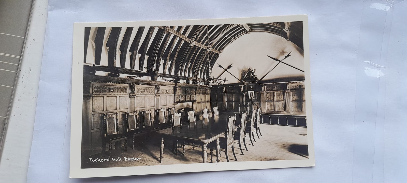 Vintage postcard, real photo, village Hall, interior view, Exeter,1930s ...