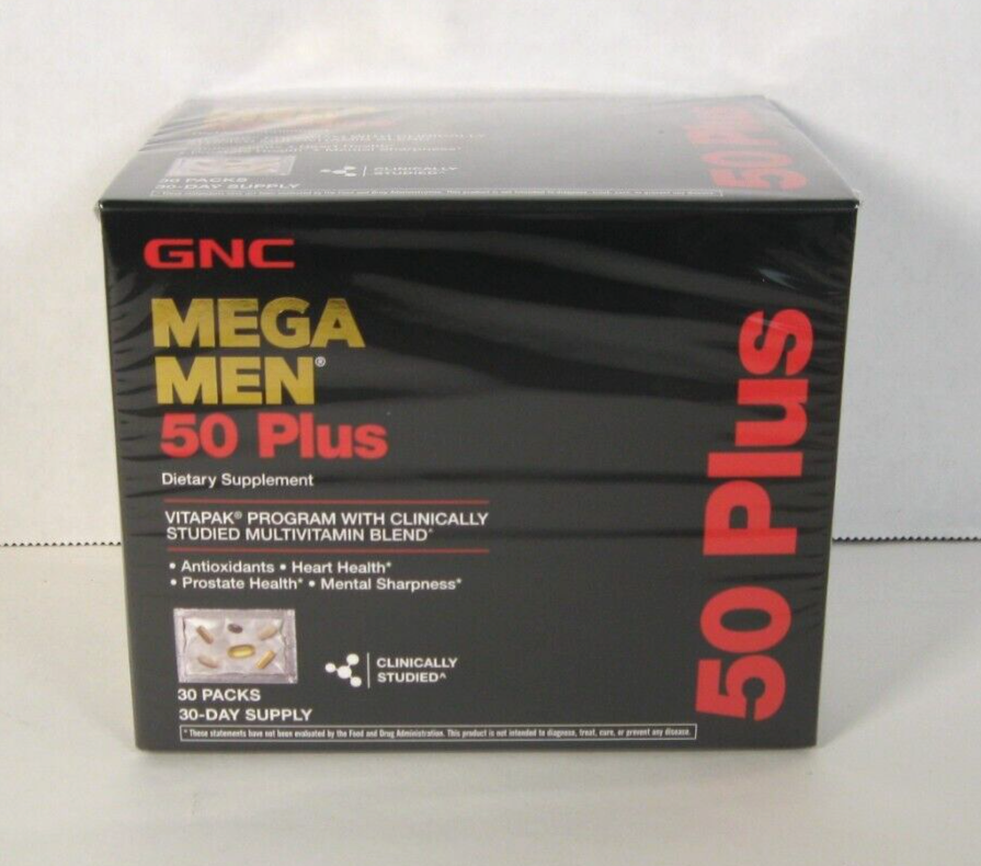 GNC Mega Men 50 Plus Dietary Supplement Vitapak 30 Packs - 30 Day ...
