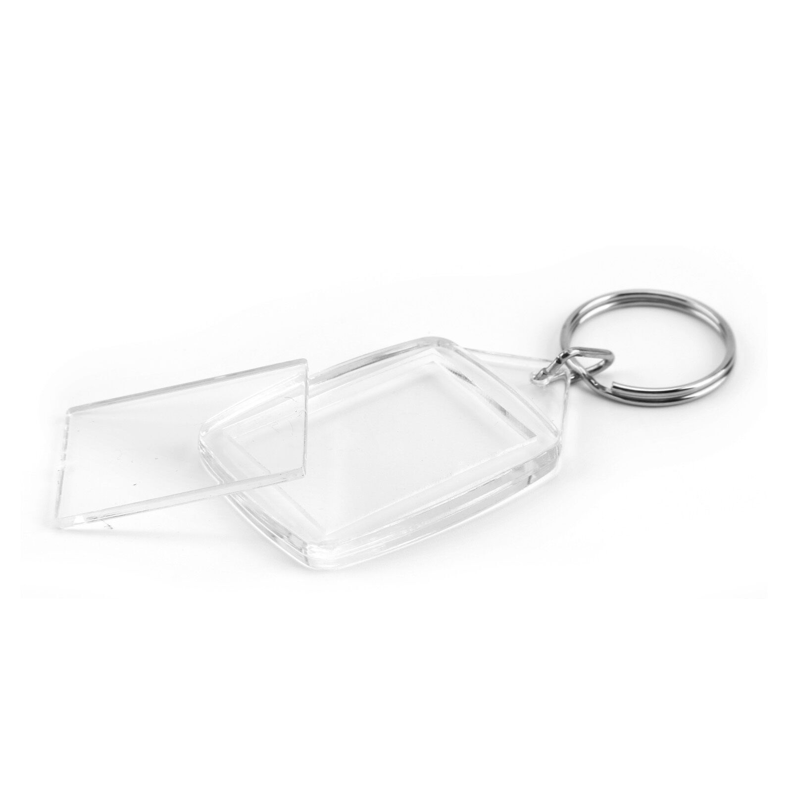 100 PCS ACRYLIC CLEAR PLASTIC KEYRINGS BLANK KEYRING IDEAL FOR PASSPORT ...