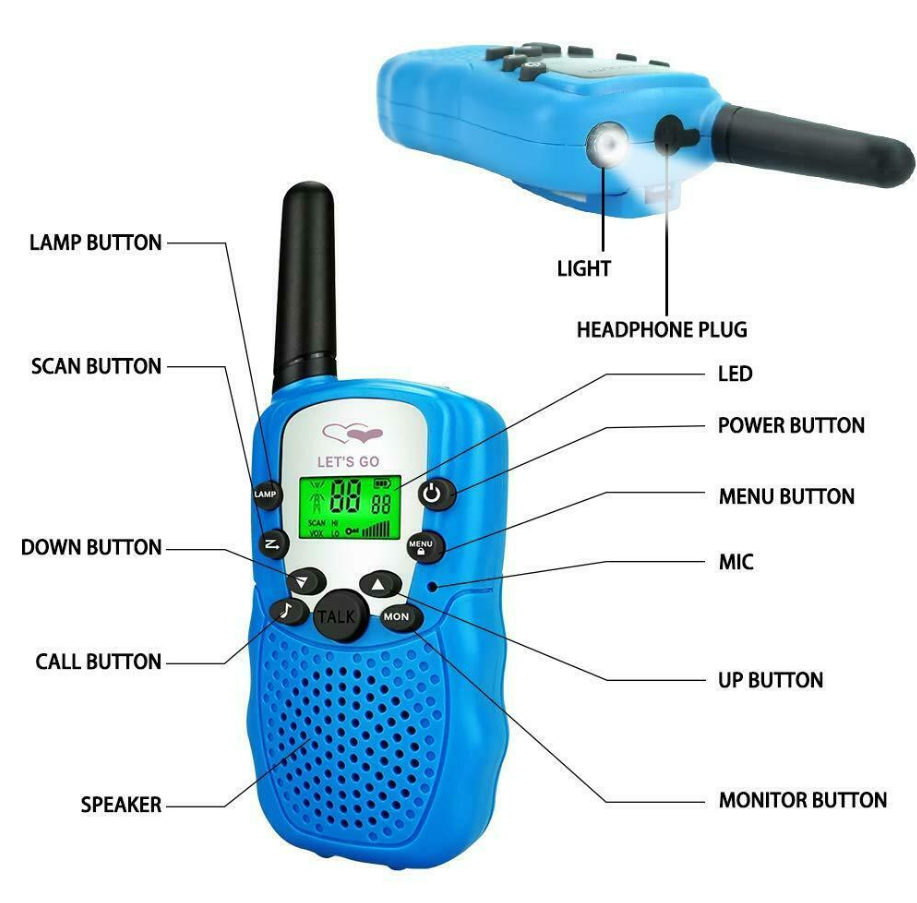 Children Walkie Talkies 2 Pcs Long Range Kids Walky Talky UHF 446MHz 8 ...