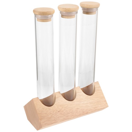 1 Set Portable Glass Test Tubes Food Storage Jars Rack Organizer Jars ...