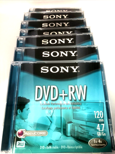 SONY DVD + RW 120 Minute 4.7 GB/GO 1x-4x Rewriteable + Cases Set 7 LOT ...