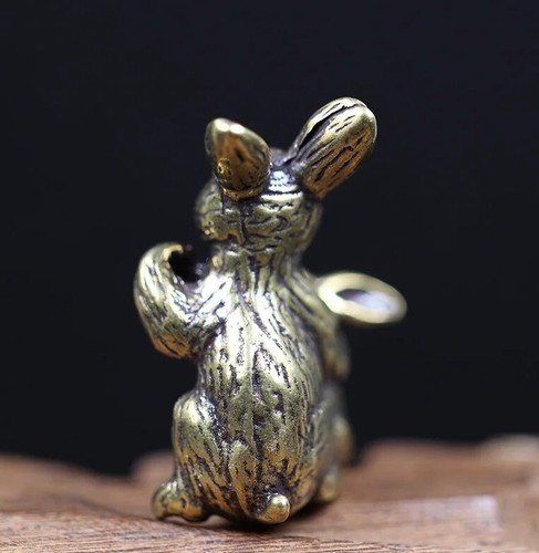 Brass Rabbit Animal Statue Small Sculpture Tabletop Figurine Home Decor ...