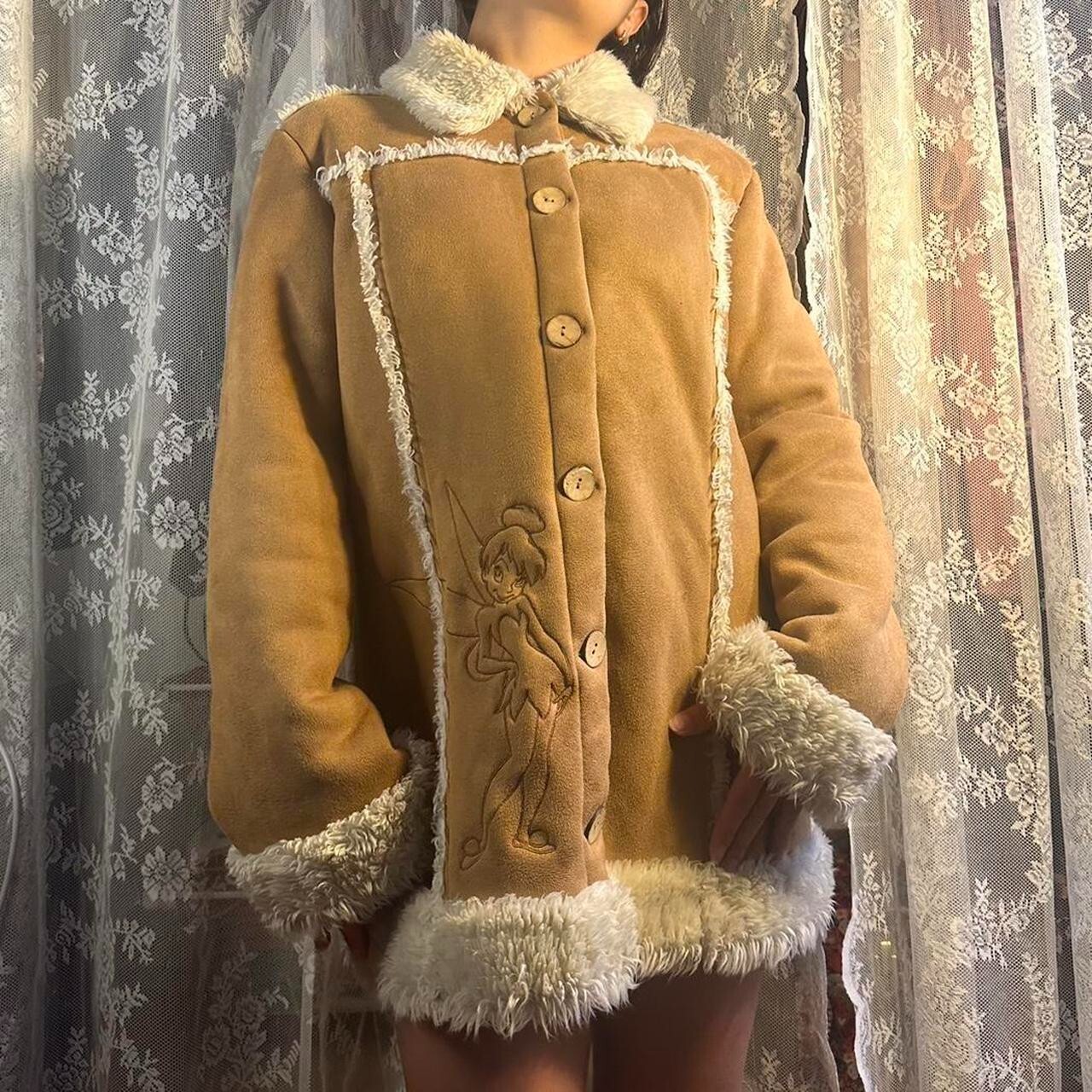 Tinkerbell Disney Tan Fur Winter Coat Womens Medium 9… - Gem