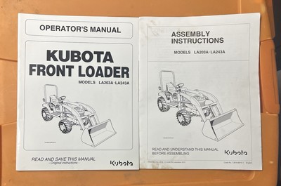 Kubota Operator’s Manual 7J619-69111 For LA203A and LA243A Loaders ...