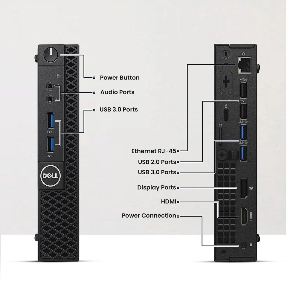 Dell 3050 Desktop Mini Computer Intel i5-7th 32GB RAM 1TB SSD Wi-Fi K&M ...