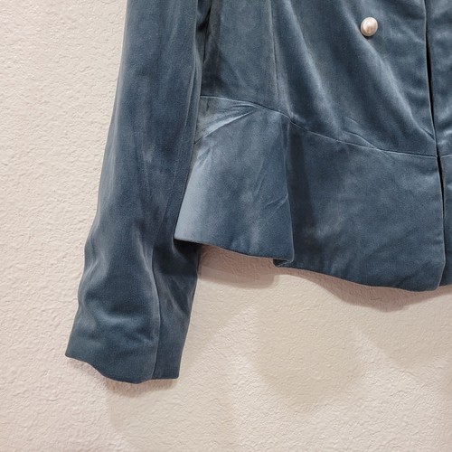 Amaryllis Women’s L Jacket Blue-Green Faux Pearl Mock Neck Velvet Military | eBay