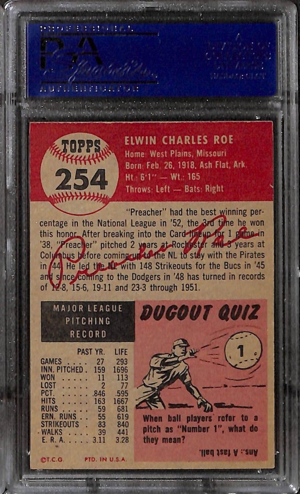 1953 Topps #254 Preacher Roe PSA 6.5 EX-MT 15781473 | eBay