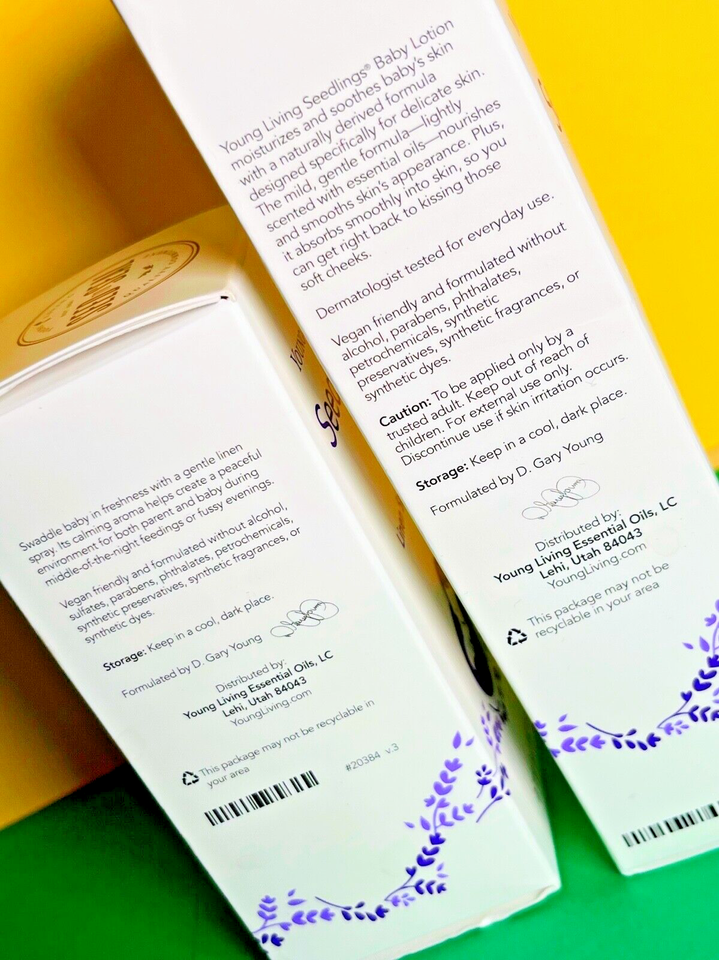 Young Living ~ 2 Seedlings Linen Spray 2.7 fl oz Bottle Box +1 Lotion+ ...