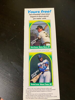 1987 Baseball Cards Magazine Repli-Card Ozzie Canseco, Patrick Lennon ...