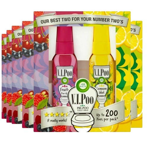 6 x Air Wick V.I.Poo Pre-Poo Toilet Spray Air Freshener 55ml Odour ...