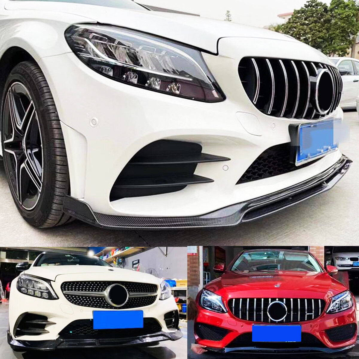Carbon Look Front Bumper Splitter Lip For Benz W205 C200 C300 C43 2015 ...