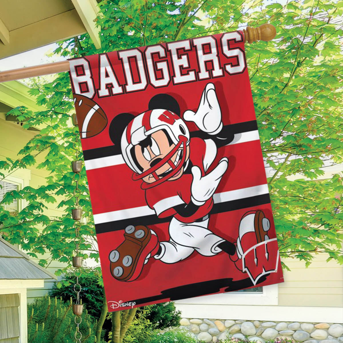 University of Wisconsin Badgers NCAA Mickey Mouse House Flag Licensed ...
