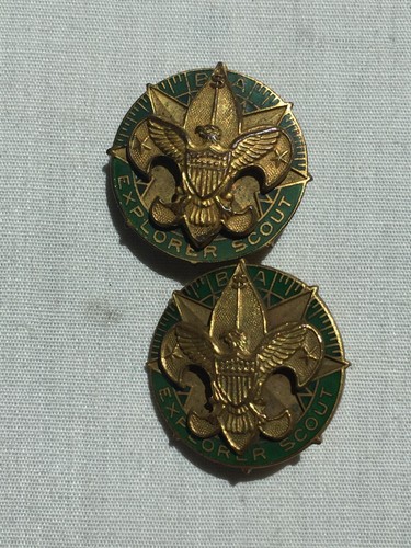 BSA Explorer Scout Leader set Collar Brass pin Boy Scout Rank Insignia ...