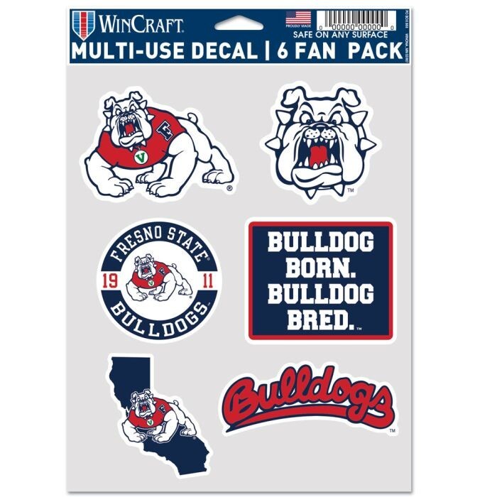 Fresno State Bulldogs Multi-Use 6 Fan Pack NCAA Decal Stickers *Free ...