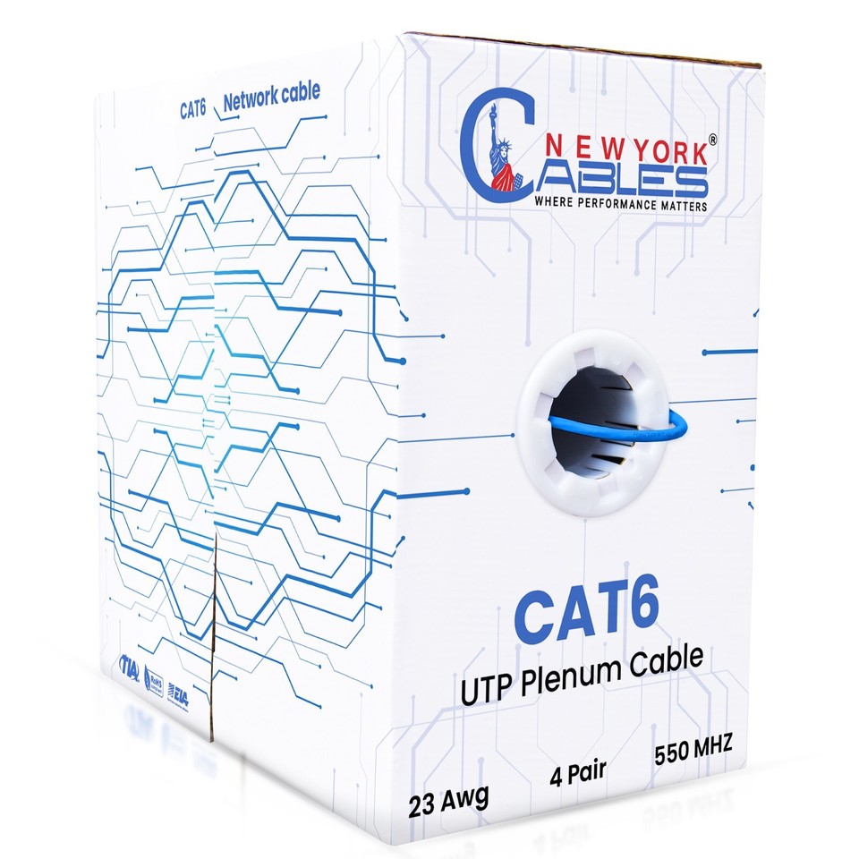 Cat6 Plenum / Riser 1000ft Cable CMP | Ethernet Internet Wire | 23AWG ...