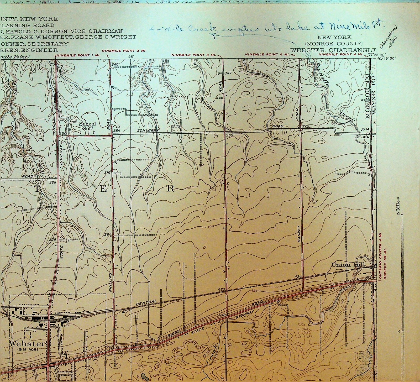 Webster NY Quadrangle Geological Survey Topographical Map 1934 Monroe ...