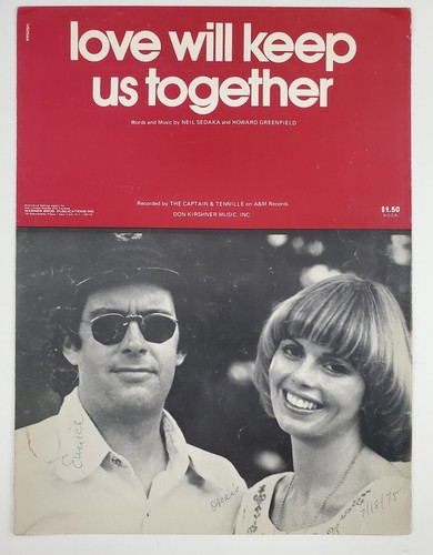 1975 Love Keep Us Together Captain Tennille Sheet Music Piano Vtg Photo ...
