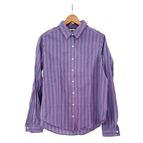 MATTA NY Button-Down Shirt Cotton Blue Lavender Striped Long Sleeved ...