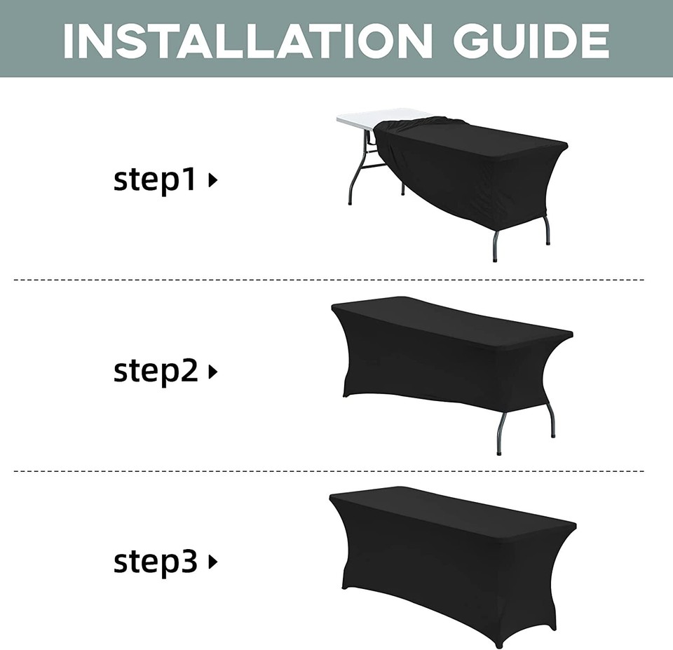 4FT, 6FT, 8FT Rectangular Stretch Tight Folding Table Cover Trestle ...