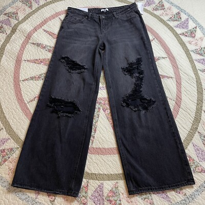 BP Jeans Black Wide Leg Size 30 Distressed NEW | eBay